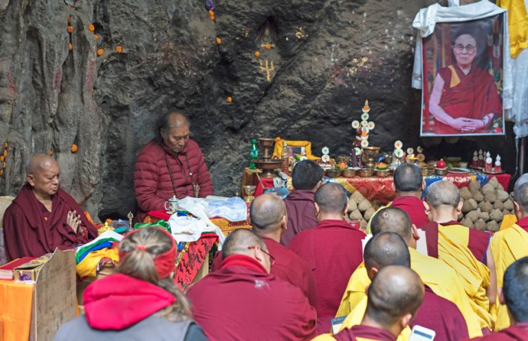 Rinpoche at Kopan Monastery and Maratika Cave - FPMT